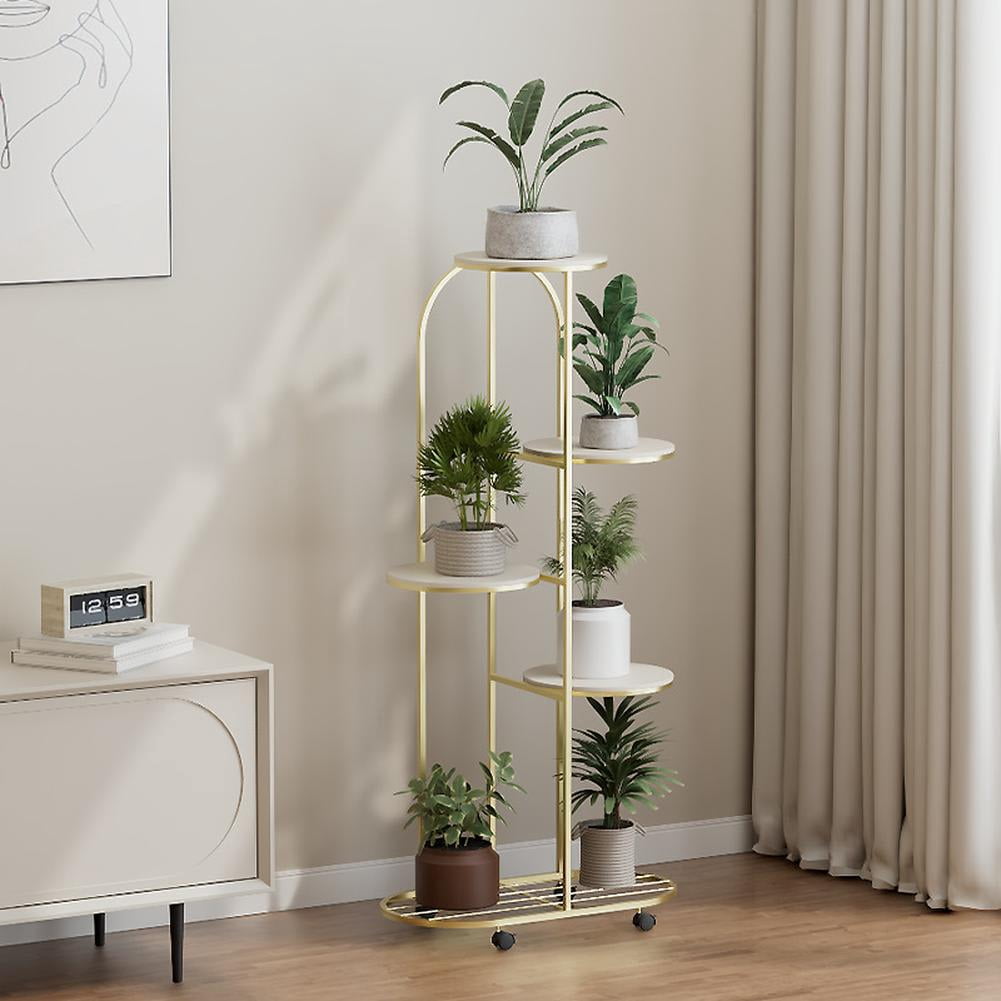EastVita Plant Stand Metal Multiple Flower Pot Holder Shelf with Wheels ...