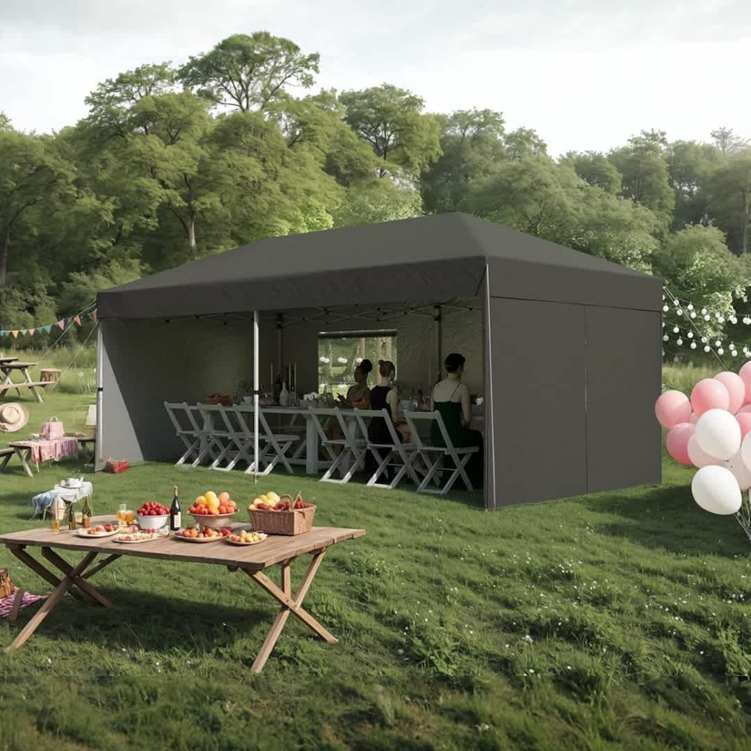 EastVita Pop Up Canopy Tent 4 Side Walls One Button Setup Heavy Duty ...