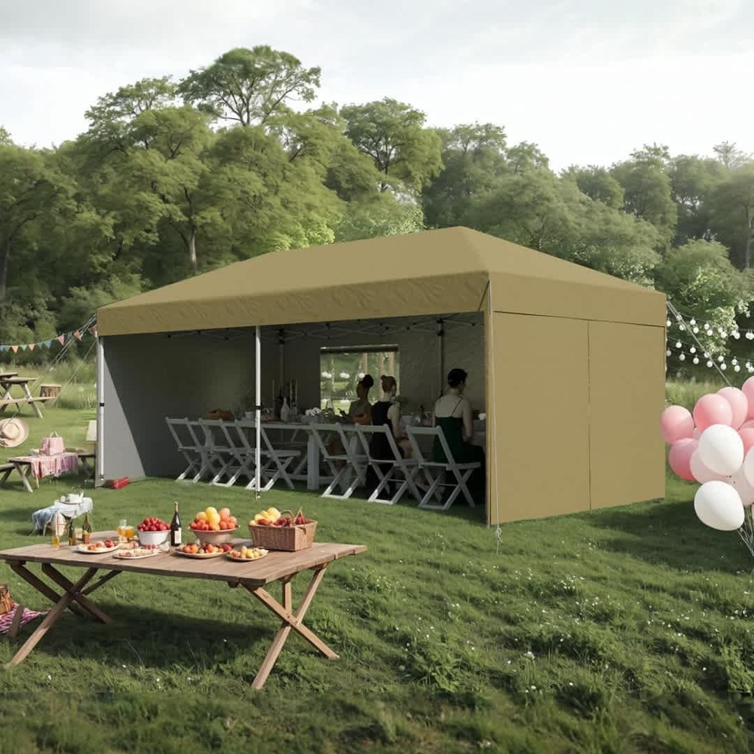 EastVita Pop Up Canopy Tent 4 Side Walls One Button Setup Heavy Duty ...
