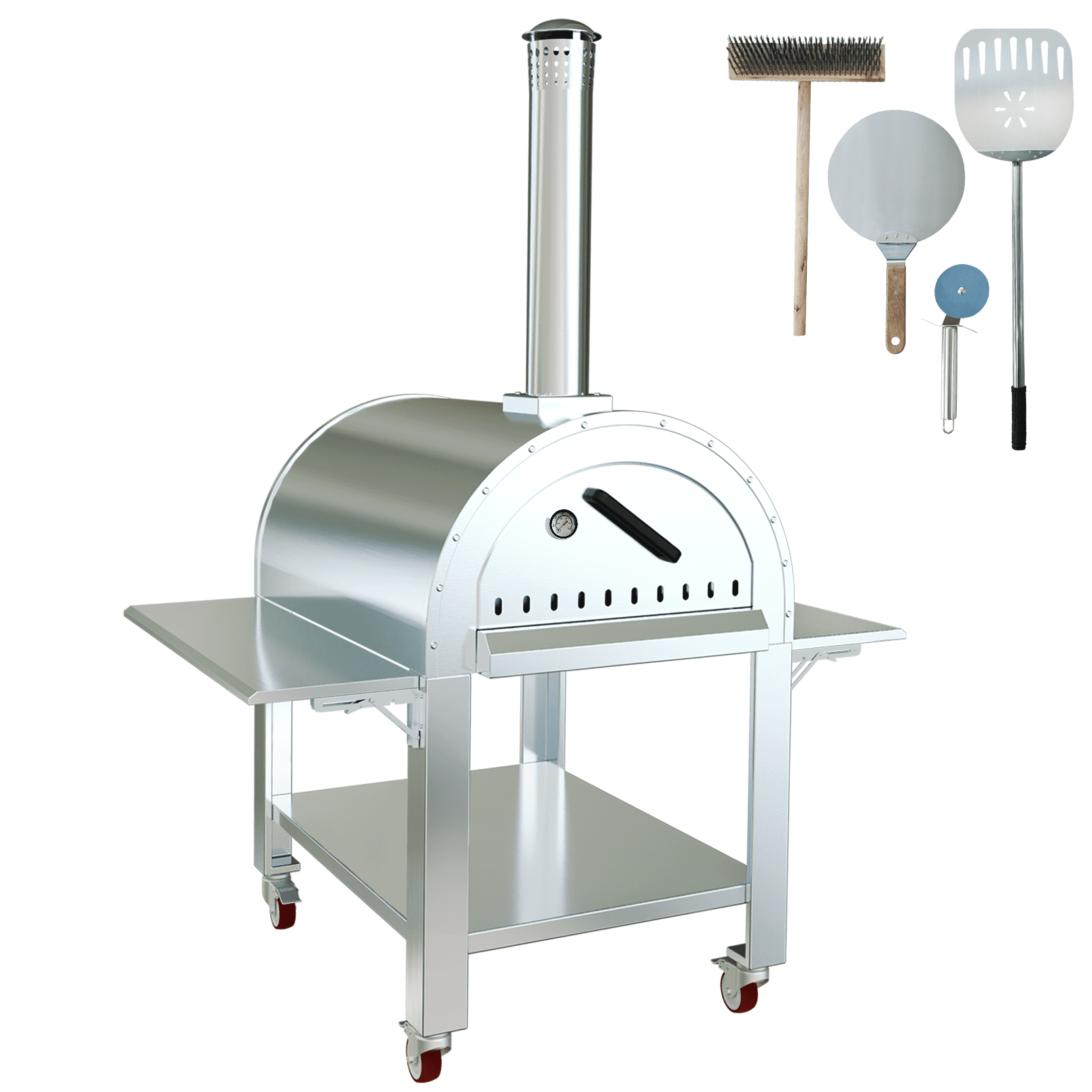 EastVita Portable 46" Outdoor Pizza Oven Stainless Steel Wood Fired ...