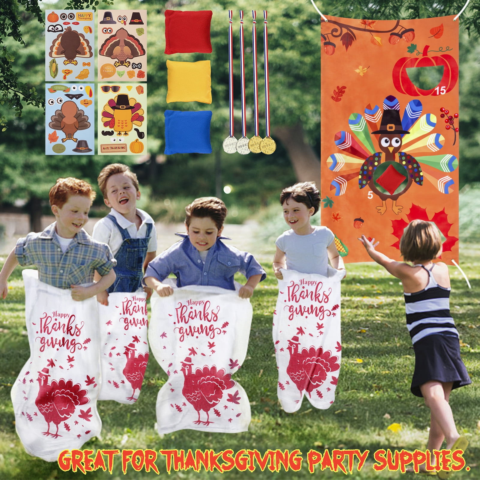 EastVita Potato Sack Race Bags,Thanksgiving Bean Bag Toss Game,Make-A ...
