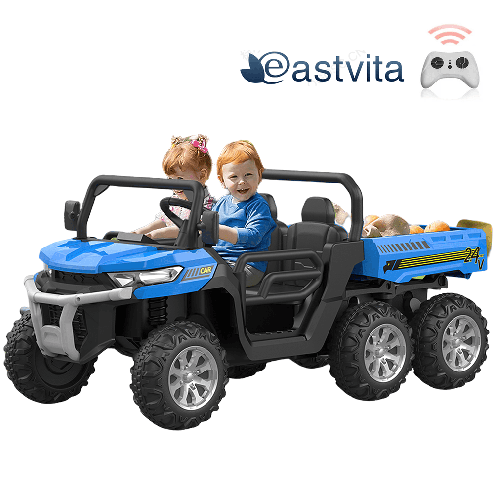 EastVita 12V Ride on Tractor with Trailer, Electric Vehicle, LED Lights ...
