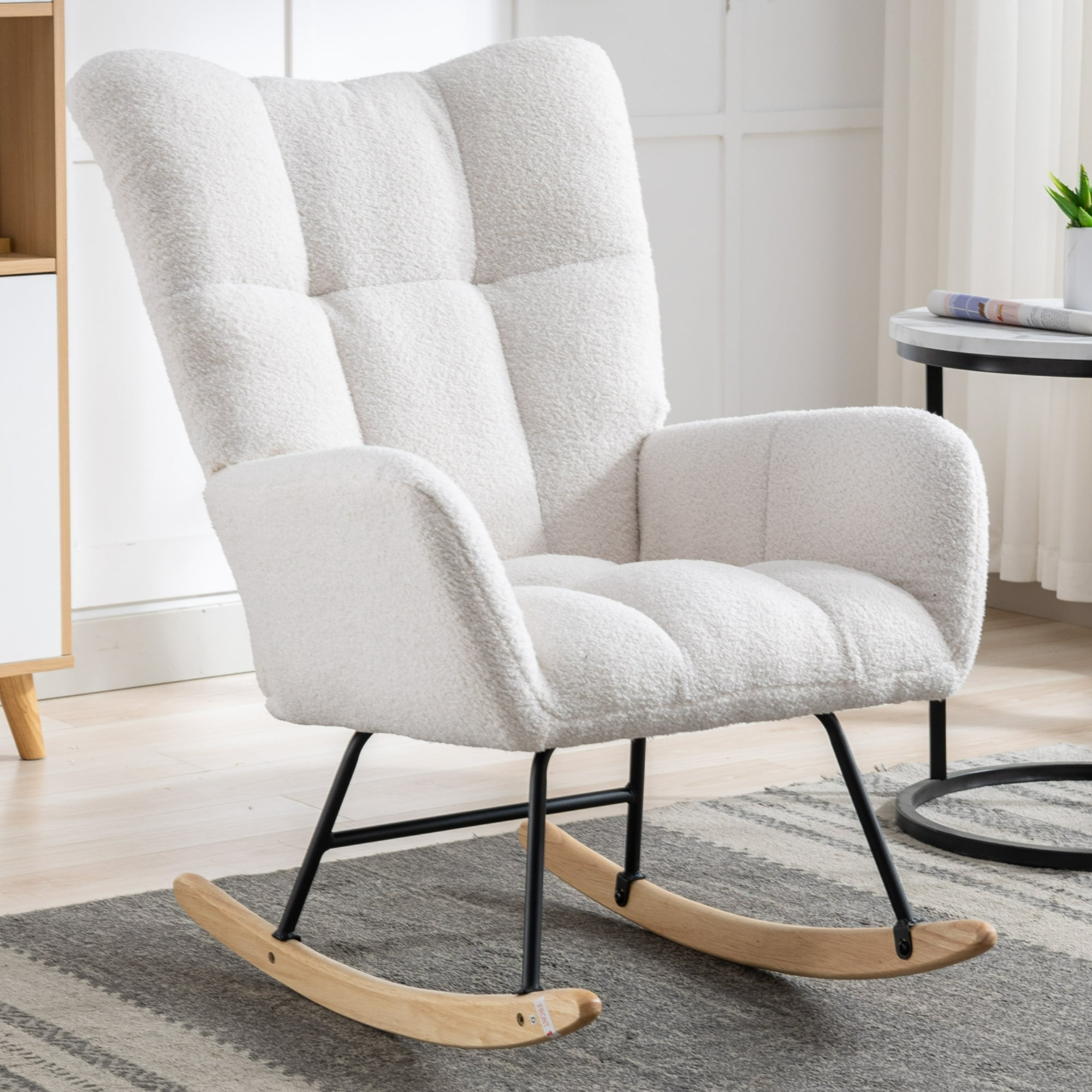 EastVita Rocking Chair For Nursery Wingback Glider Rocker With Safe ...