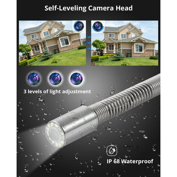 Sewer Camera Pipe Inspection Camera with 512Hz Locator, 100ft Self ...