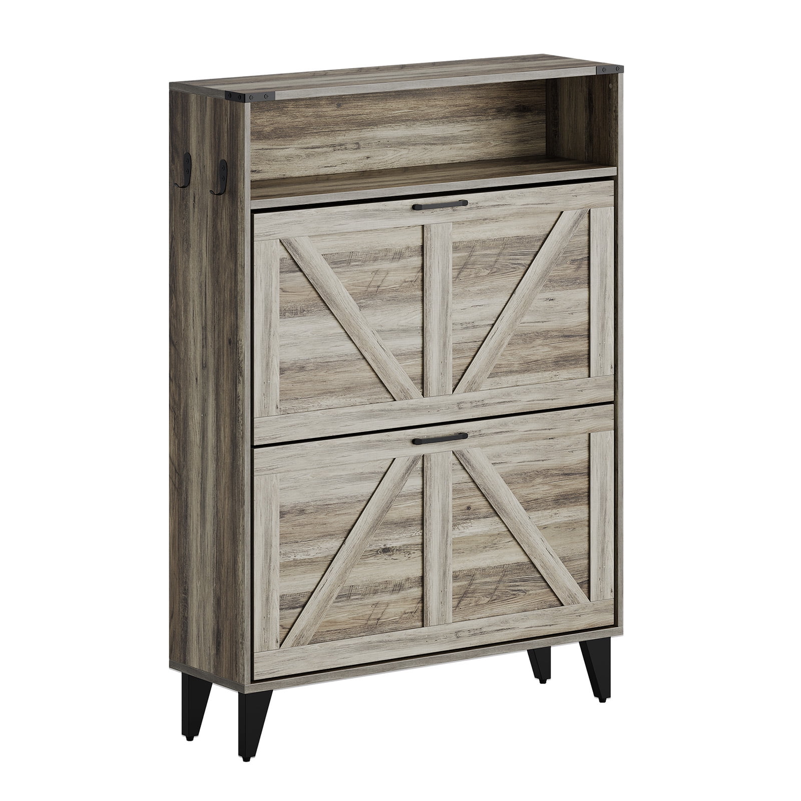 EastVita Shoe Cabinet with 2 Flap Drawers, Hallway Shoe Lockers，Free ...