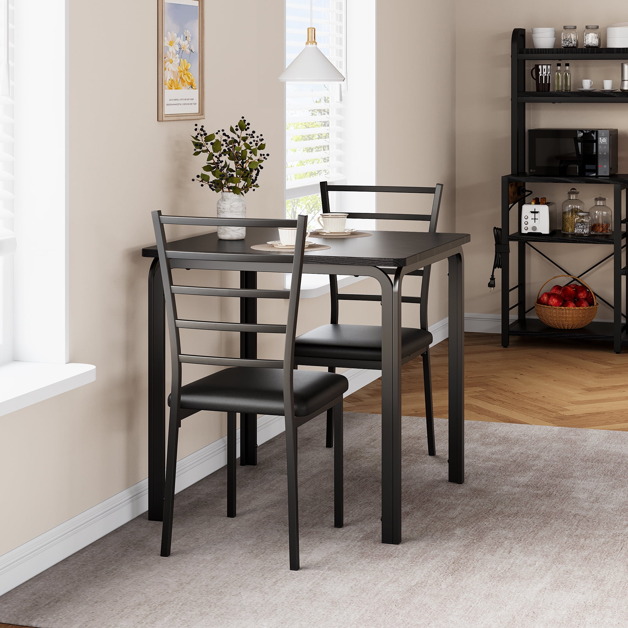 EastVita 【Small Dining Table Set for 2】3 Piece Kitchen Bar Dinette Set ...
