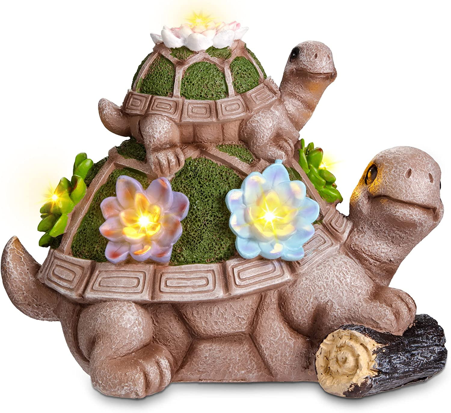 EastVita Solar Outdoor Garden Sculptures Statue Resin Turtles Figurine ...