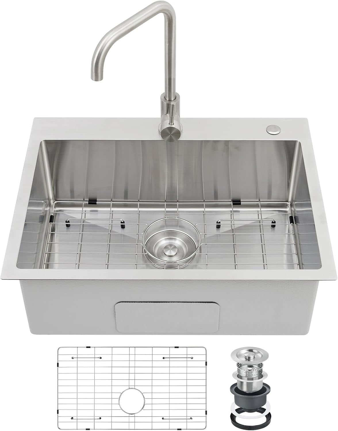 EastVita Stainless Steel Single Bowl Sink, 24x18 Inch Drop in Top Mount ...