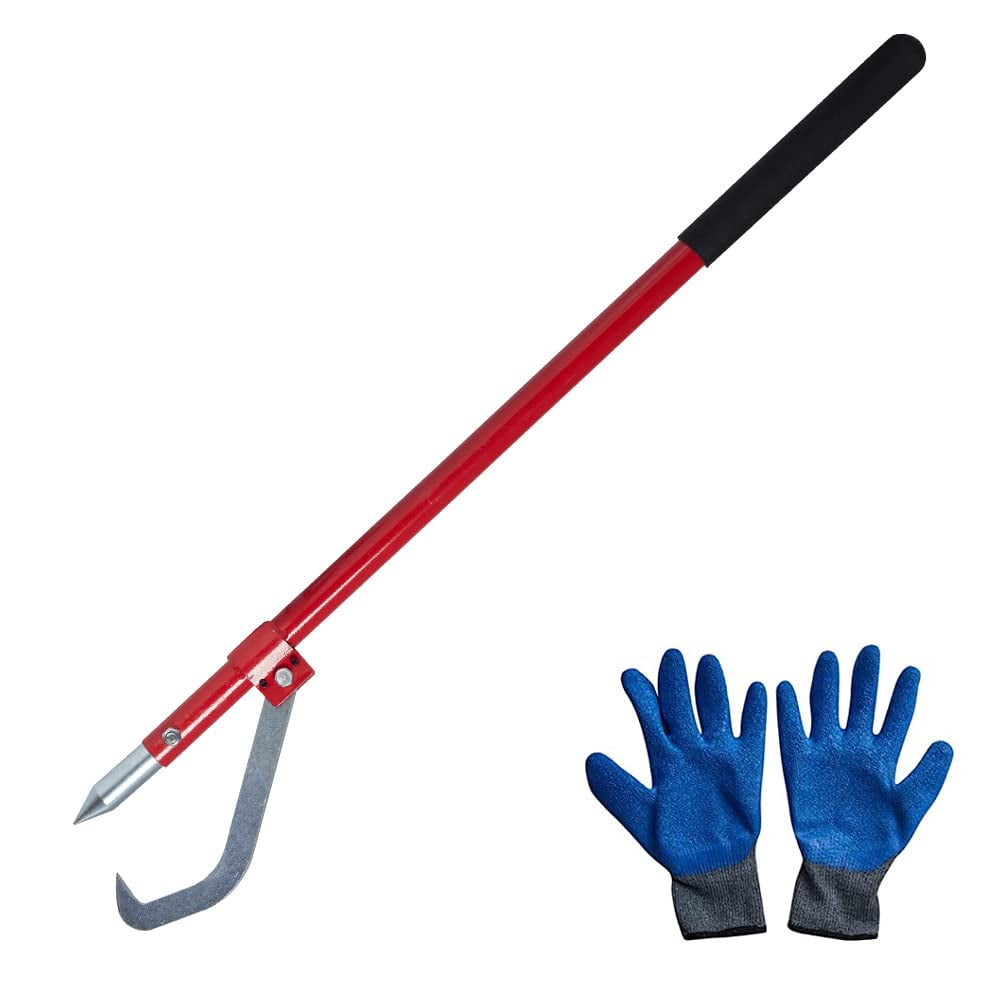 EastVita Steel Log Peavey Tool, Cant Hook, with Moving Hook & Gloves ...