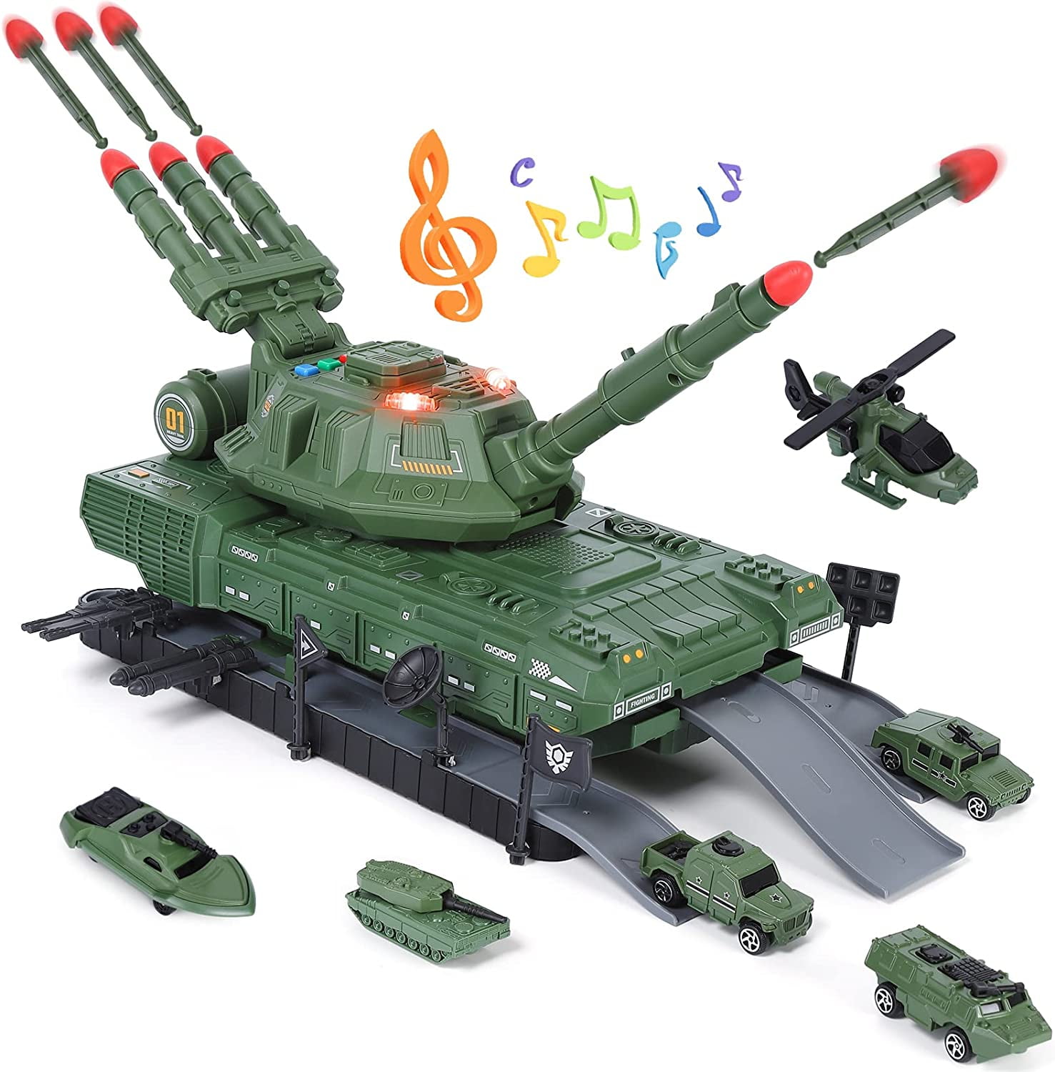 EastVita Tank Toy Sets, Army Toys Military Toy Tank with 6PCS Alloy Die ...