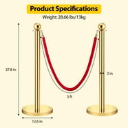 VIP Crowd Control, 6 Gold Crown Rope Stanchions + 4 Red Velour Ropes ...