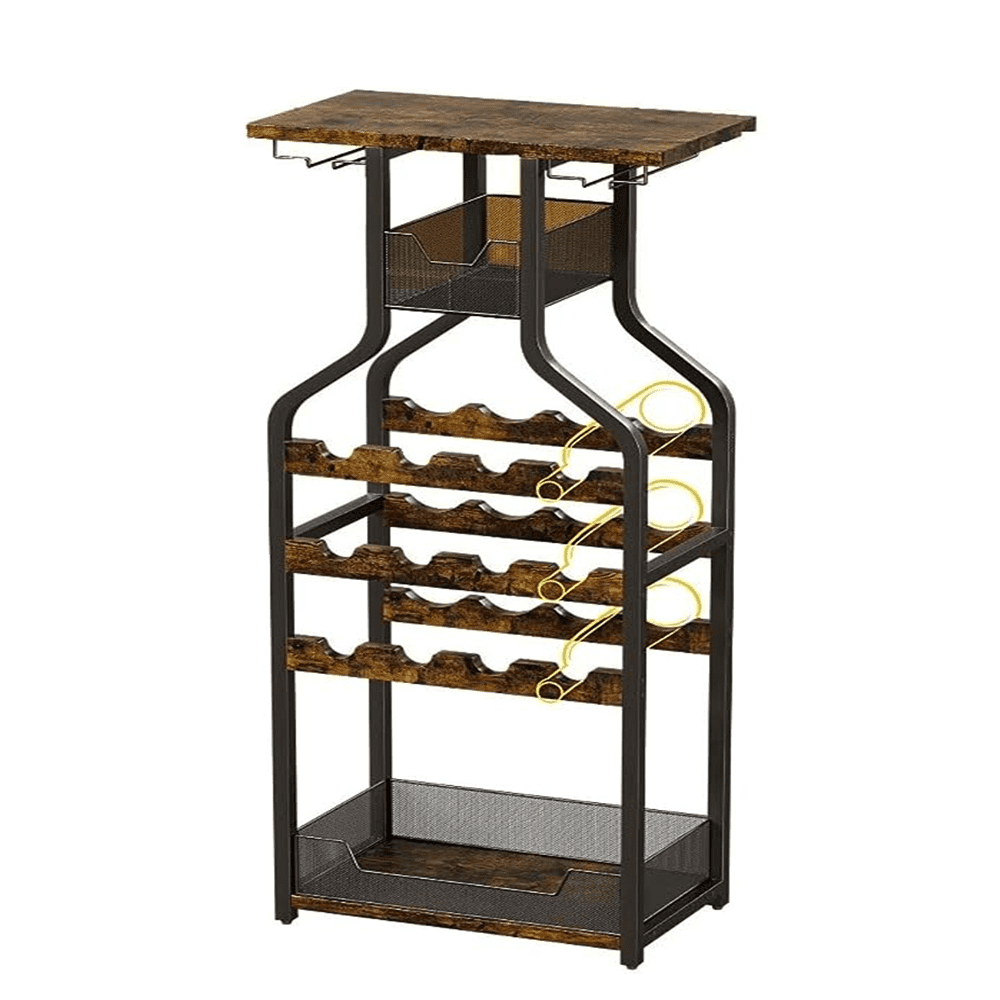 EastVita Wine Rack, Freestanding Floor Wine Storage Table Metal Wine ...