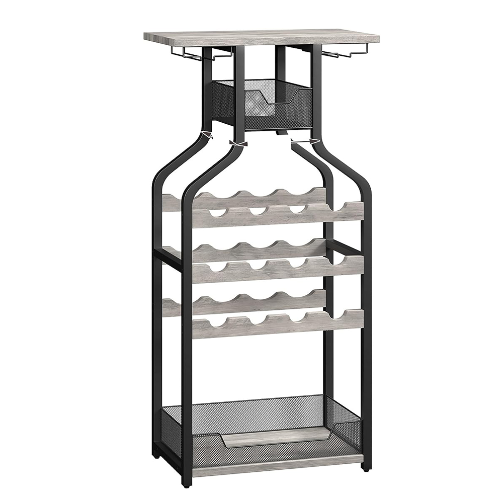 EastVita Wine Rack, Freestanding Floor Wine Storage Table Metal Wine ...