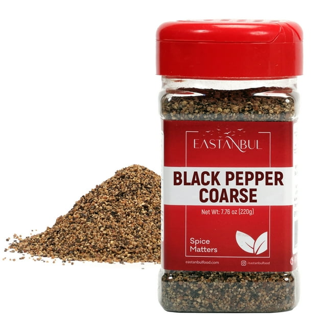 Eastanbul Coarse Black Pepper Ground, Cracked Black Peppers, 7.76oz ...