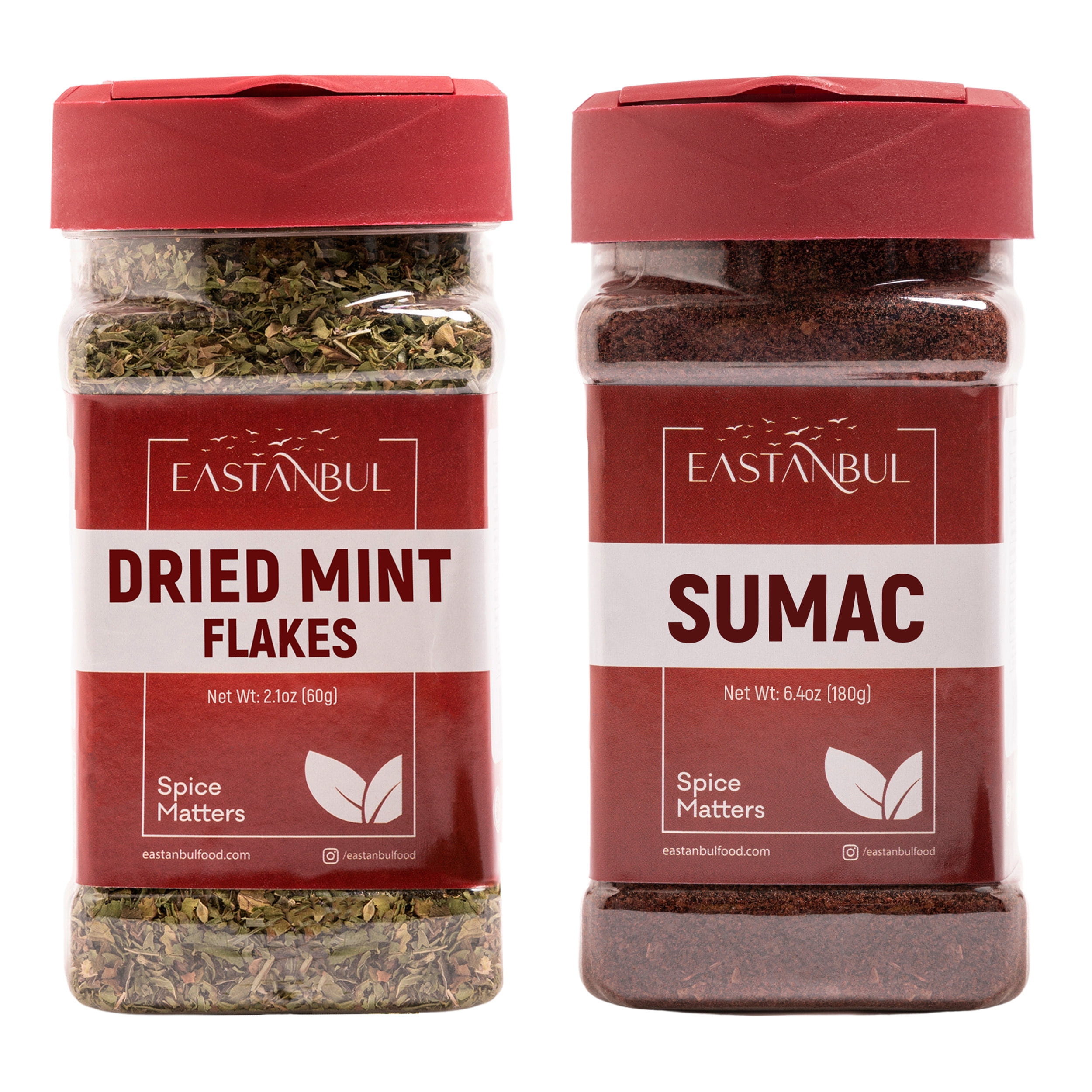 Eastanbul Dried Mint Leaves, 2.1oz and Ground Sumac, 6.4oz, Spice ...