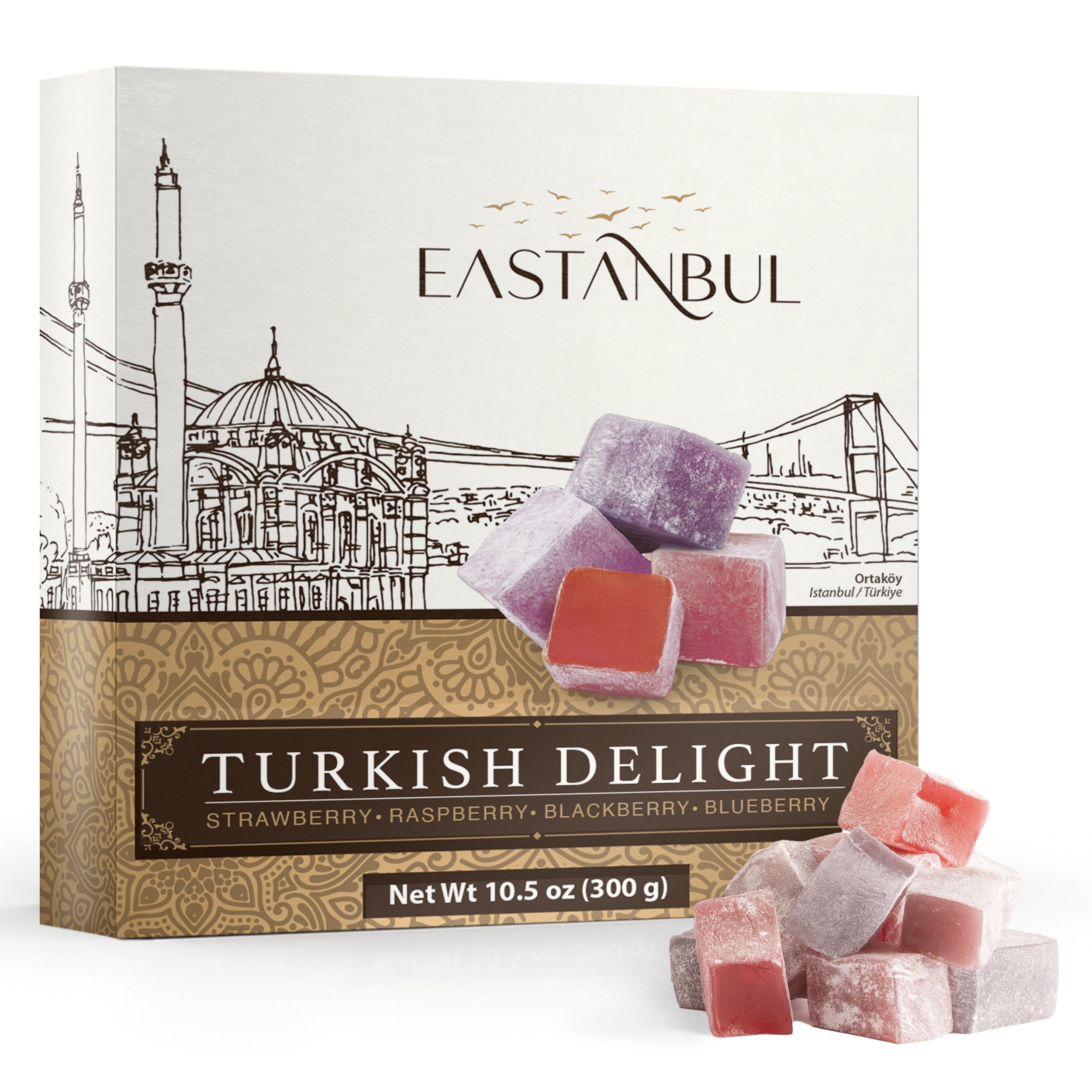 Eastanbul Turkish Delight Candy w/ 4 Forest Berries Flavors, Lokum, 10. ...