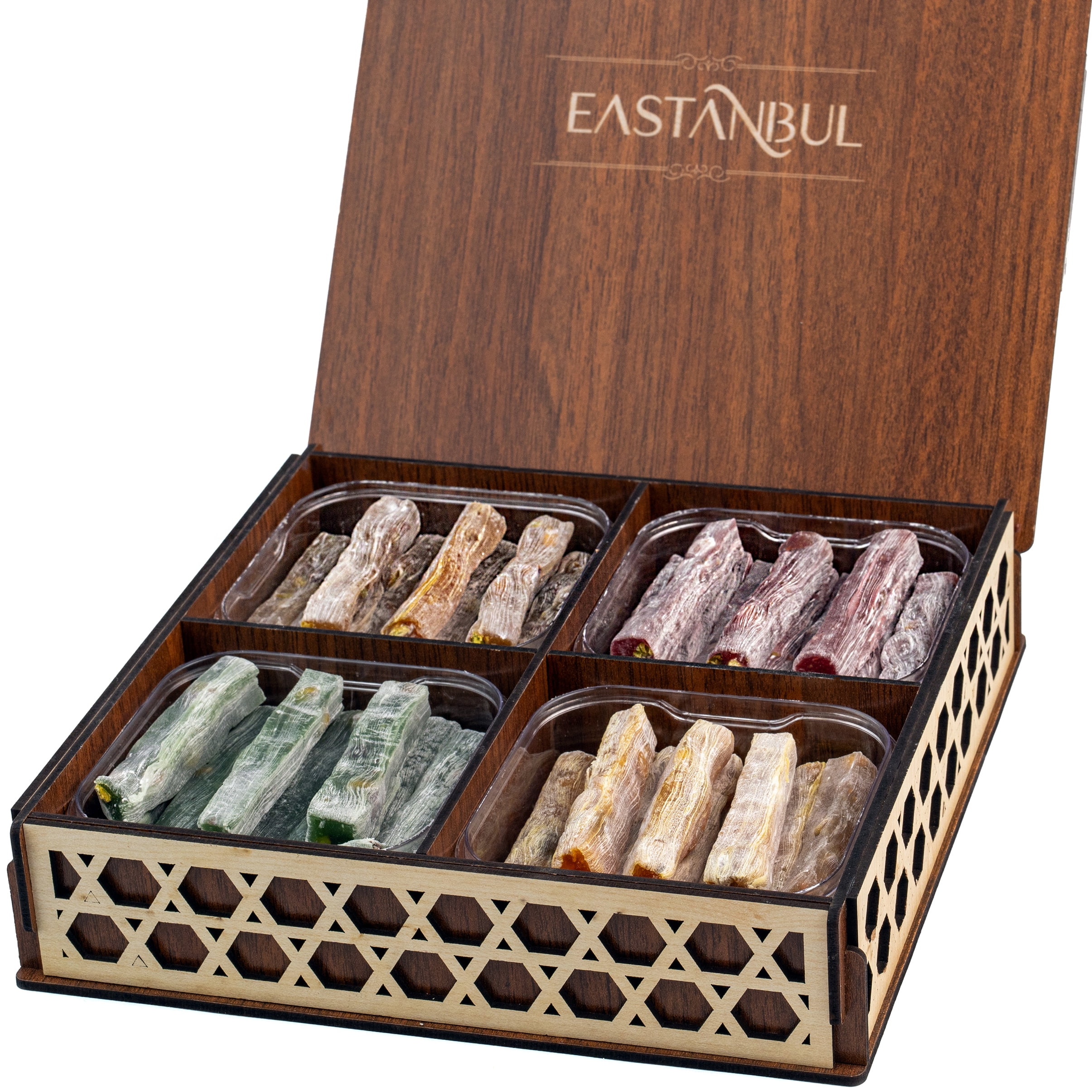 Eastanbul Turkish Delight Pistachios Filled Sticks in Wooden Gift Box ...