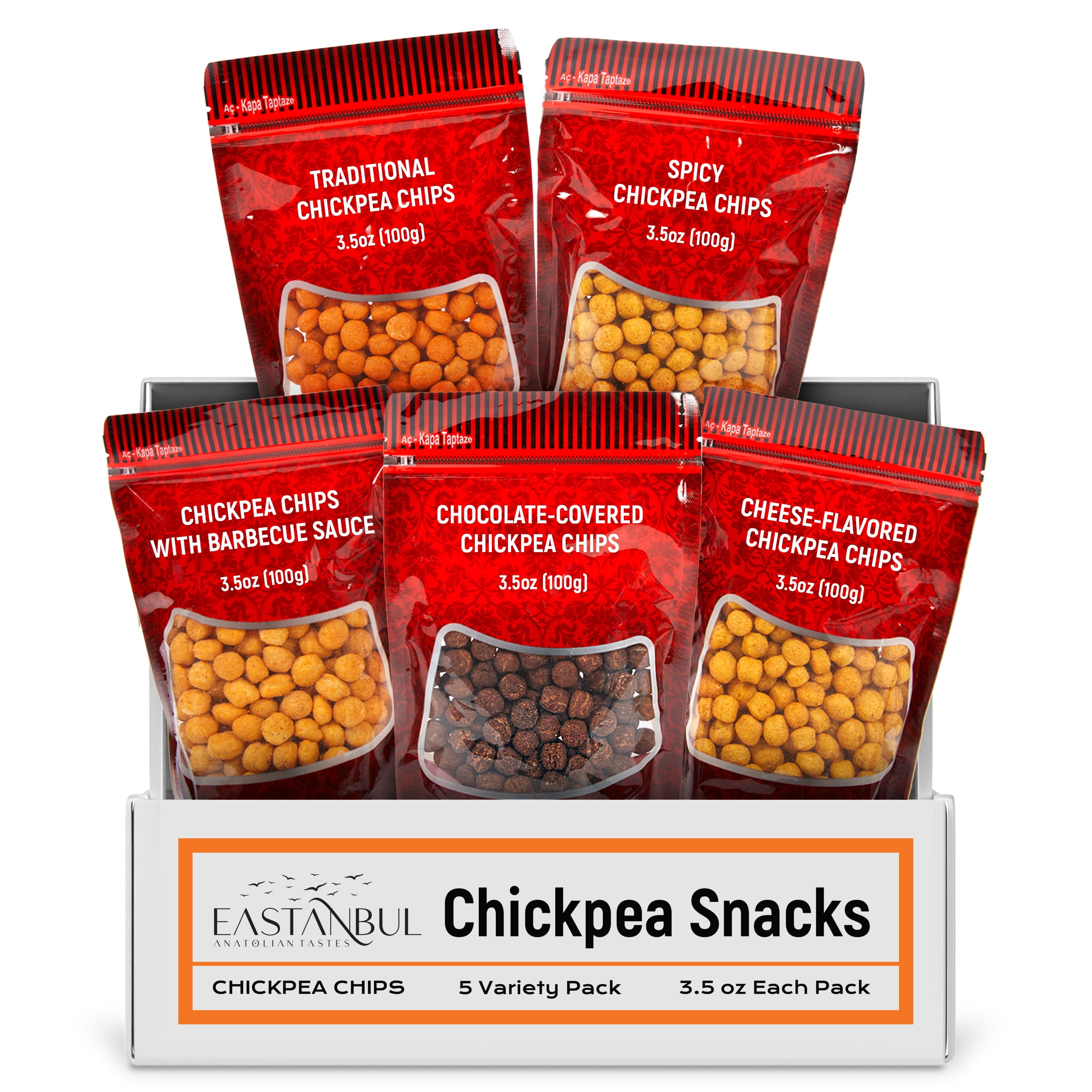 Eastanbul Turkish Roasted Chickpeas, Chickpea Snacks, 5 Packs, 3.5oz ...