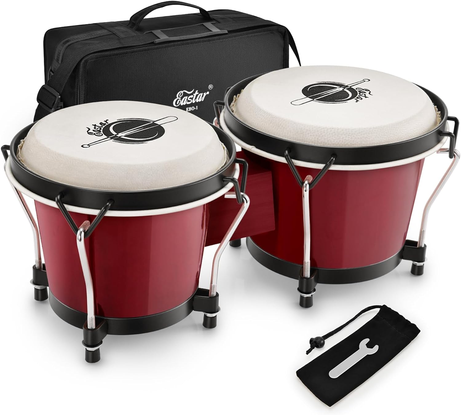 Eastar 6” & 7” Bongo Conga Drums with Bag, Tuning Wrench - Red ...
