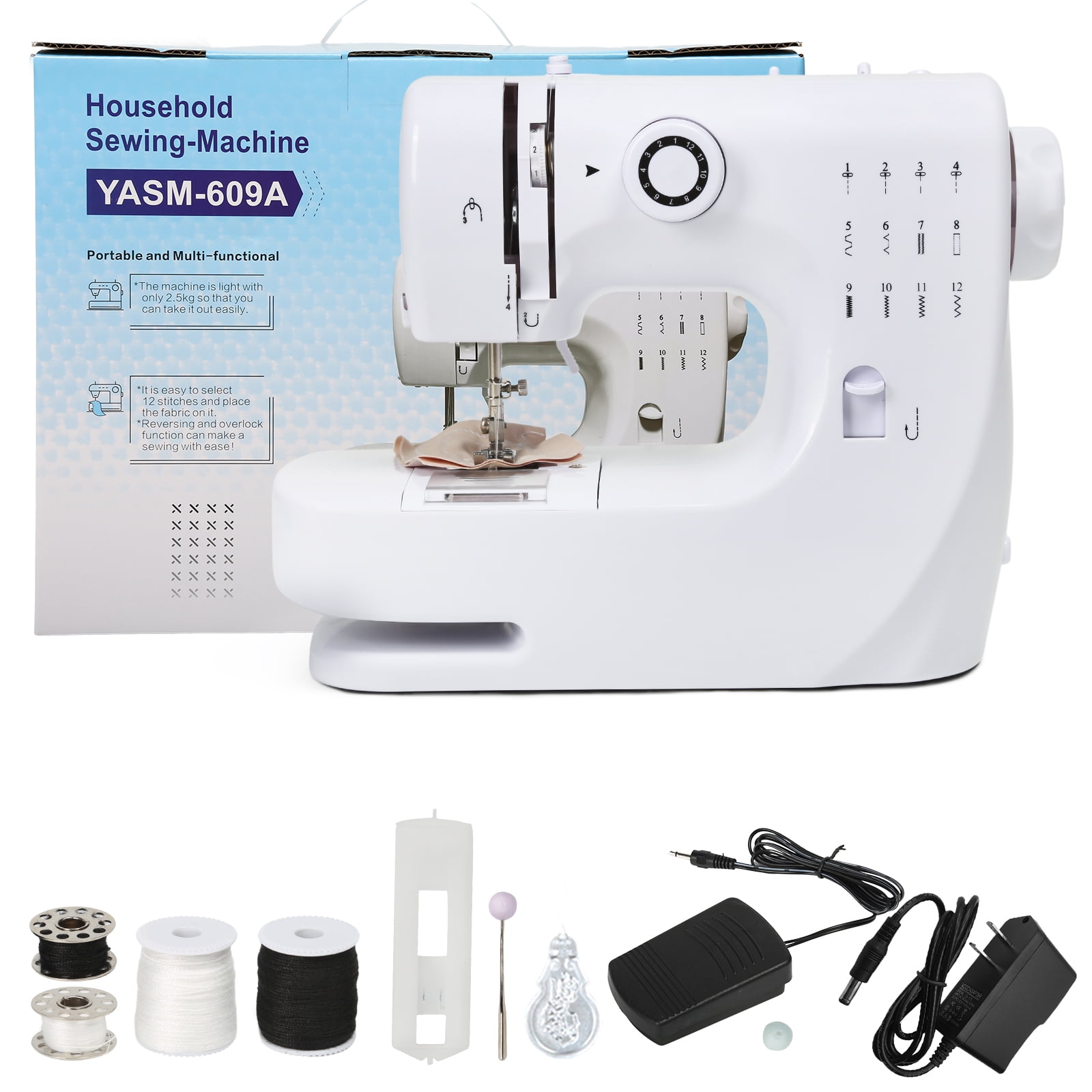 Eastbuy 12 Stitch Patterns Mini Sewing Machine with Foot Pedal ...