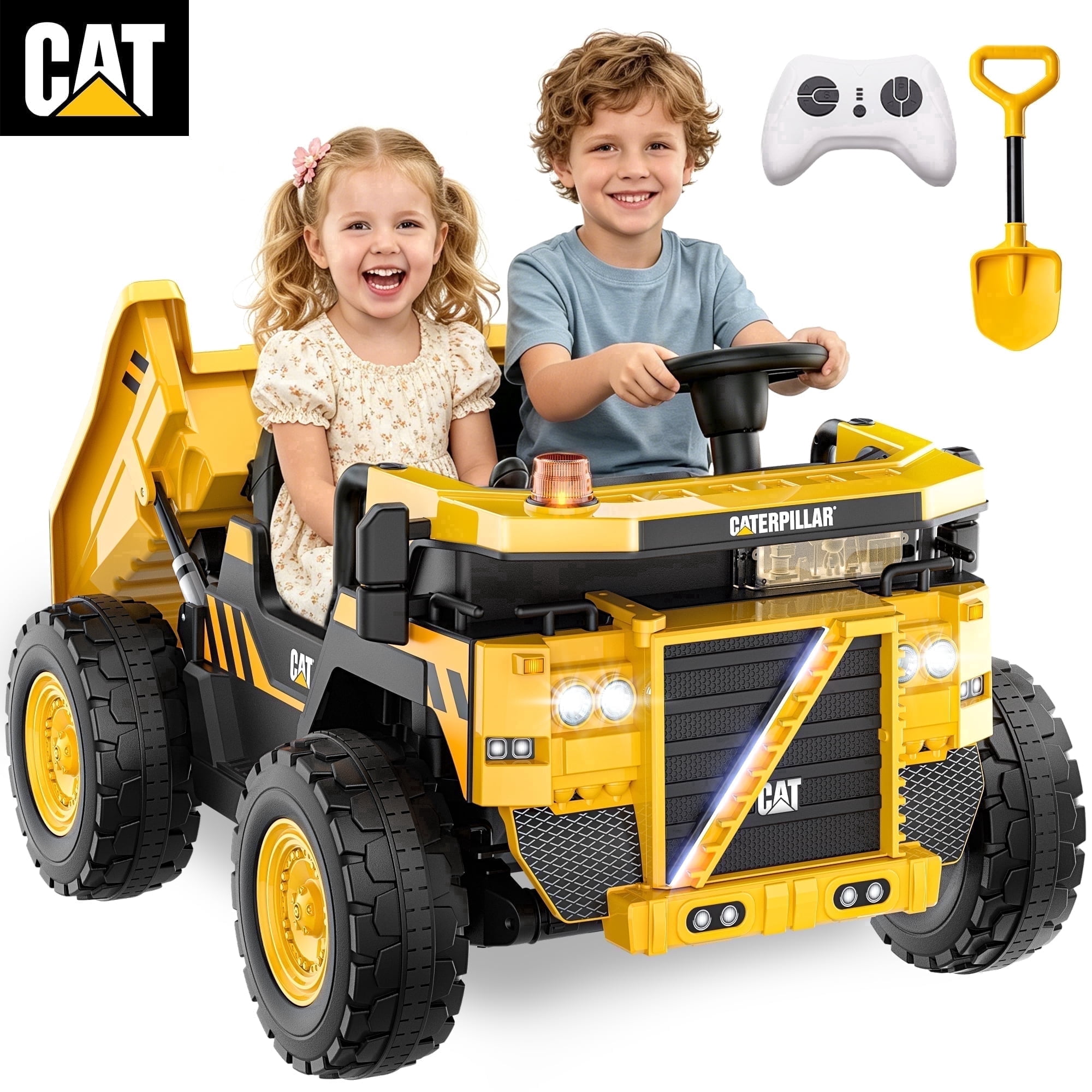 Eastdoll 24V Powered Ride on Dump Truck, Caterpillar Licensed 2 Seater ...