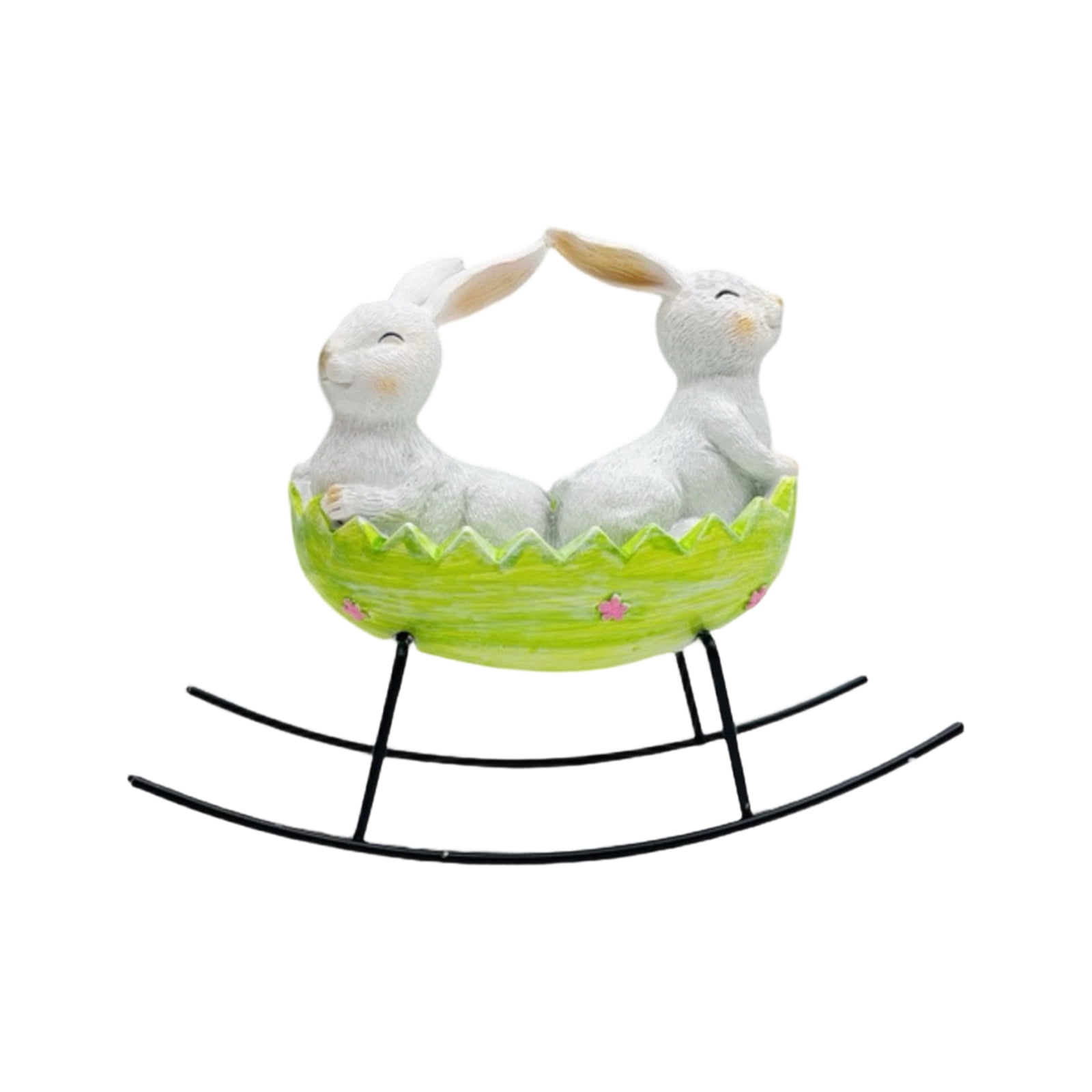 Easter 6.88in Resin Rocking Bunny Figurine Green Tabletop Shelf ...