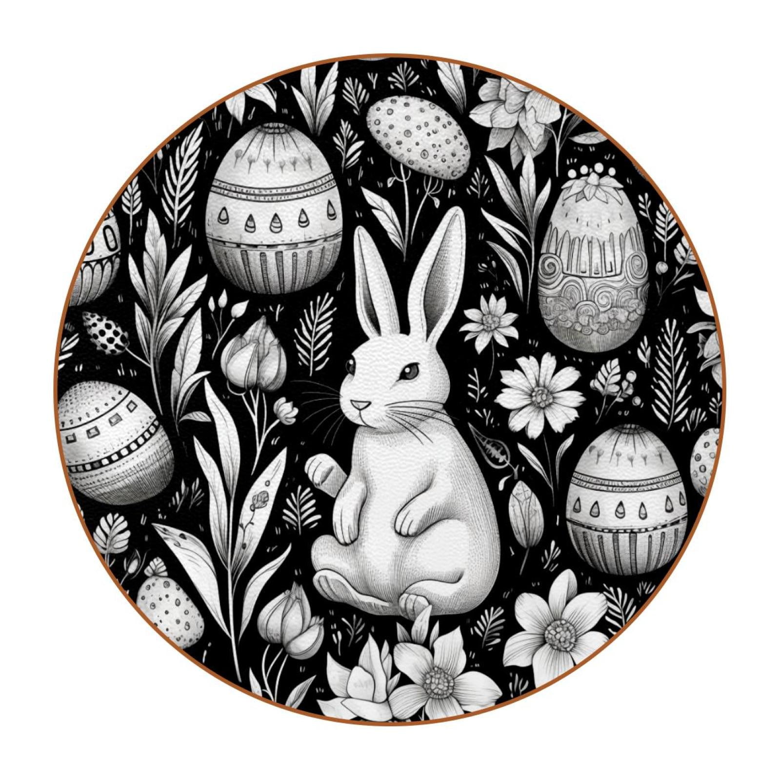 Easter 6PCS Round Microfiber Leather Bar Coasters, 11x11 cm/4.3x4.3 in ...