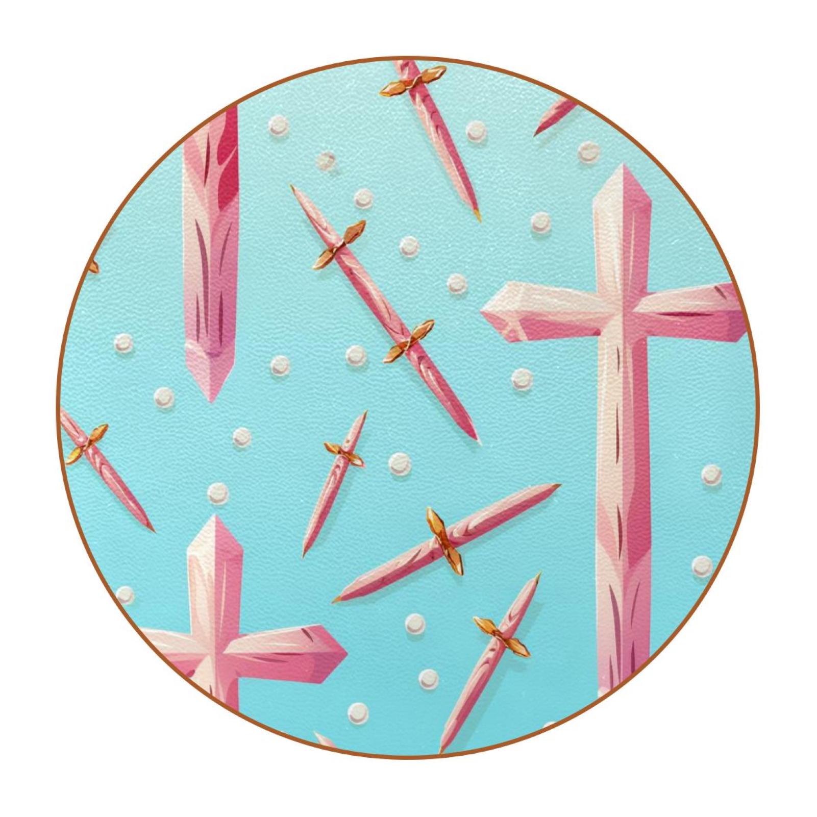 Easter 6PCS Round Microfiber Leather Bar Coasters, 11x11 cm/4.3x4.3 in ...