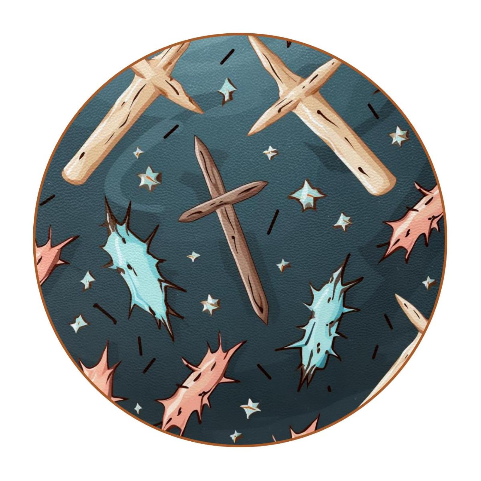 Easter 6pcs Round Coasters Set, Microfiber Leather Drink Coasters ...