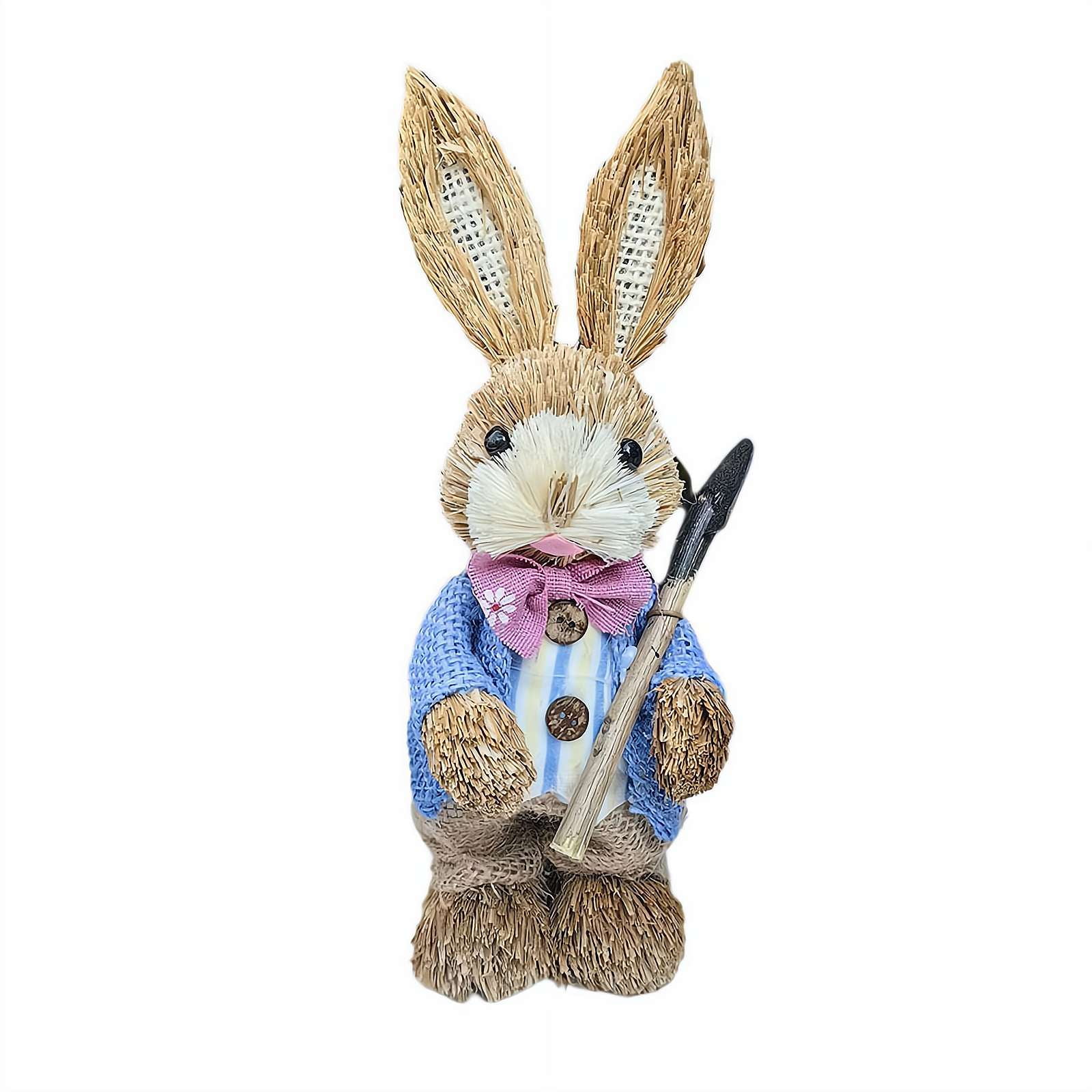 Easter 9.84'' H Straw Bunny Figurines Tabletop Ornament Animal Art ...
