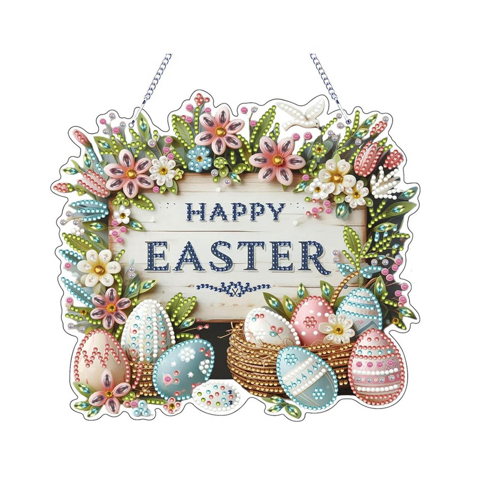 Easter Acrylic Diamond Art Hanging Kit, DIY Diamonds Painting Door ...