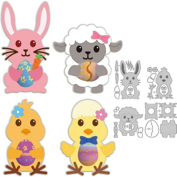 Easter Animal Egg Tray Cutting Dies for Card Making Rabbit and Chicken ...