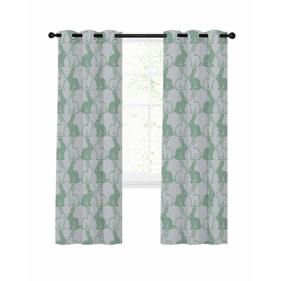 Easter Animals Blackout Curtains for Bedroom Living Room, Green Rabbits ...