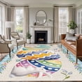 Easter Area Rug 6x9 Washable Rug Non Slip Colorful Eggs Rabbit Flowers ...