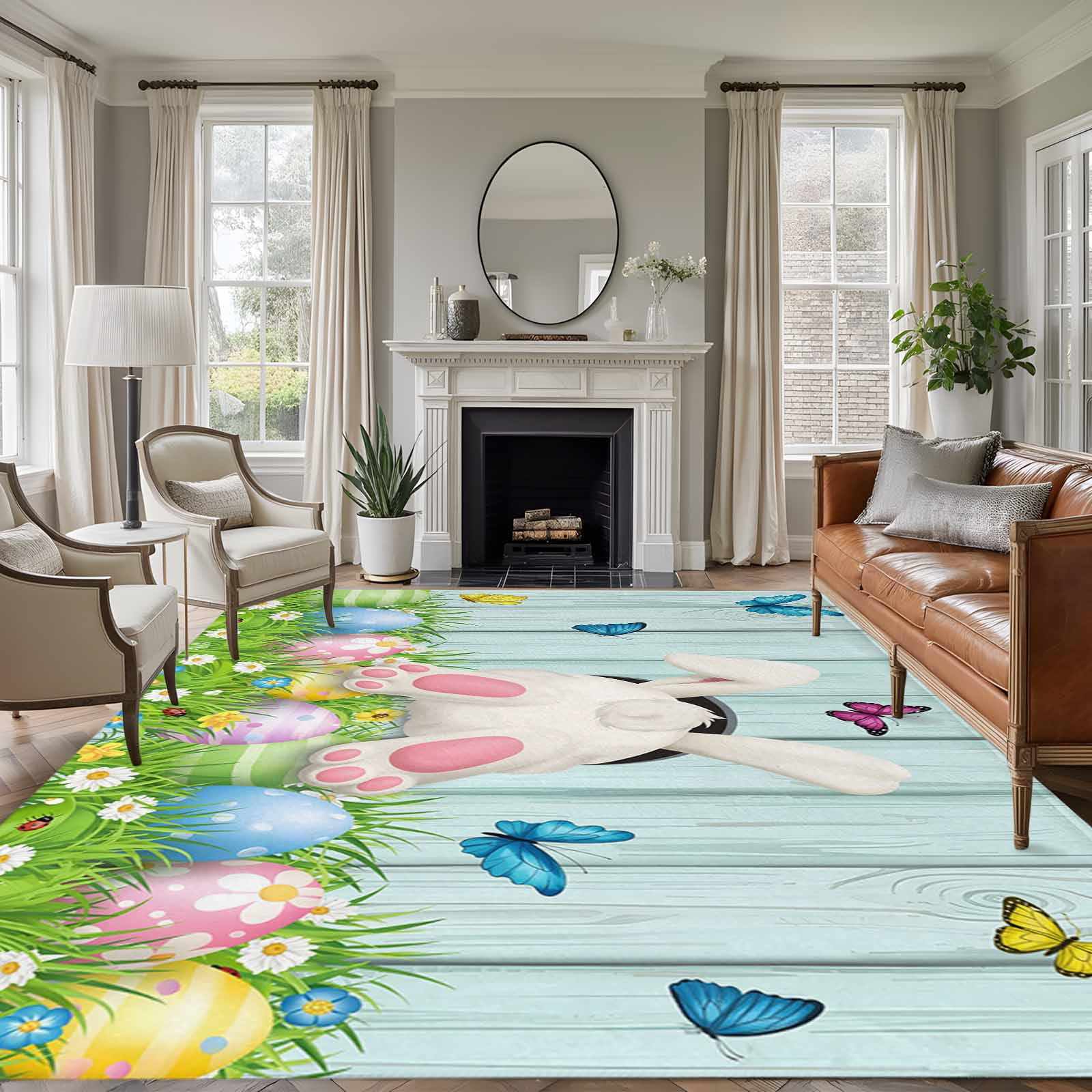 Easter Area Rugs 6'x9', Washable Small Throw Rugs for Kitchen Dining ...