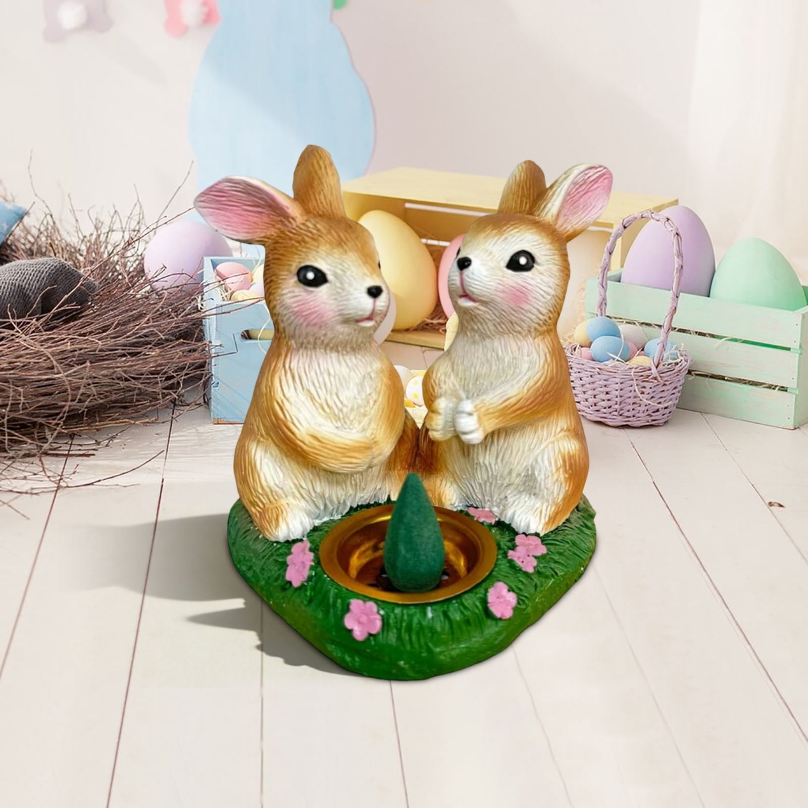 Easter Aromatherapy Resin Statue 4 Inch, Simulation Rabbit Couple ...