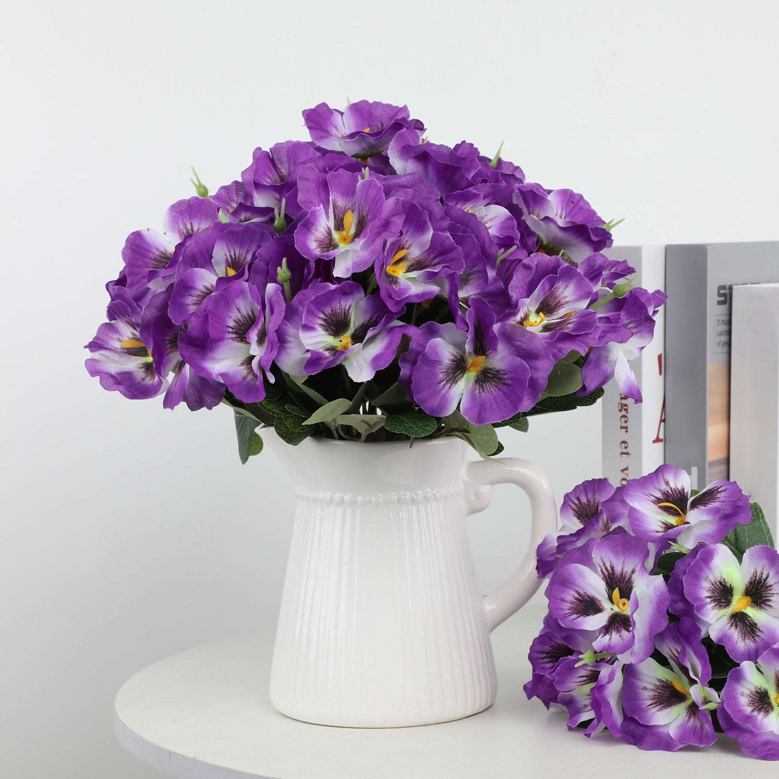 Easter Artificial 5-Branch Pansy Flower Arrangement, Realistic Faux ...
