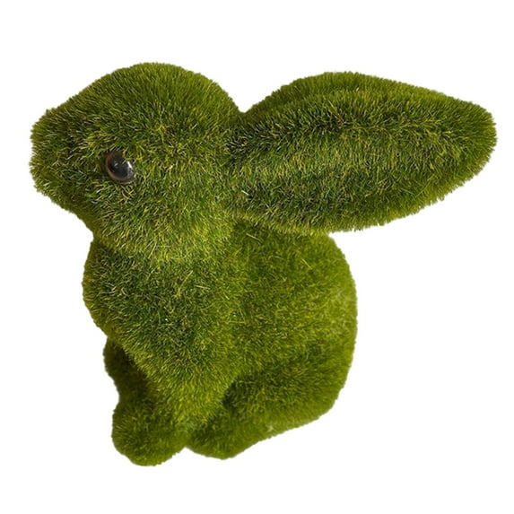 Easter Artificial Bunny Statue Ornament, Moss Flocking Texture, Easter ...
