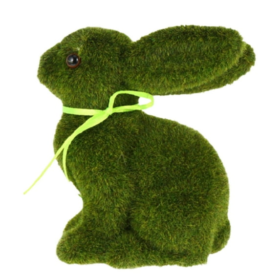 Easter Artificial Bunny Statue Ornament, Moss Flocking Texture, Easter ...