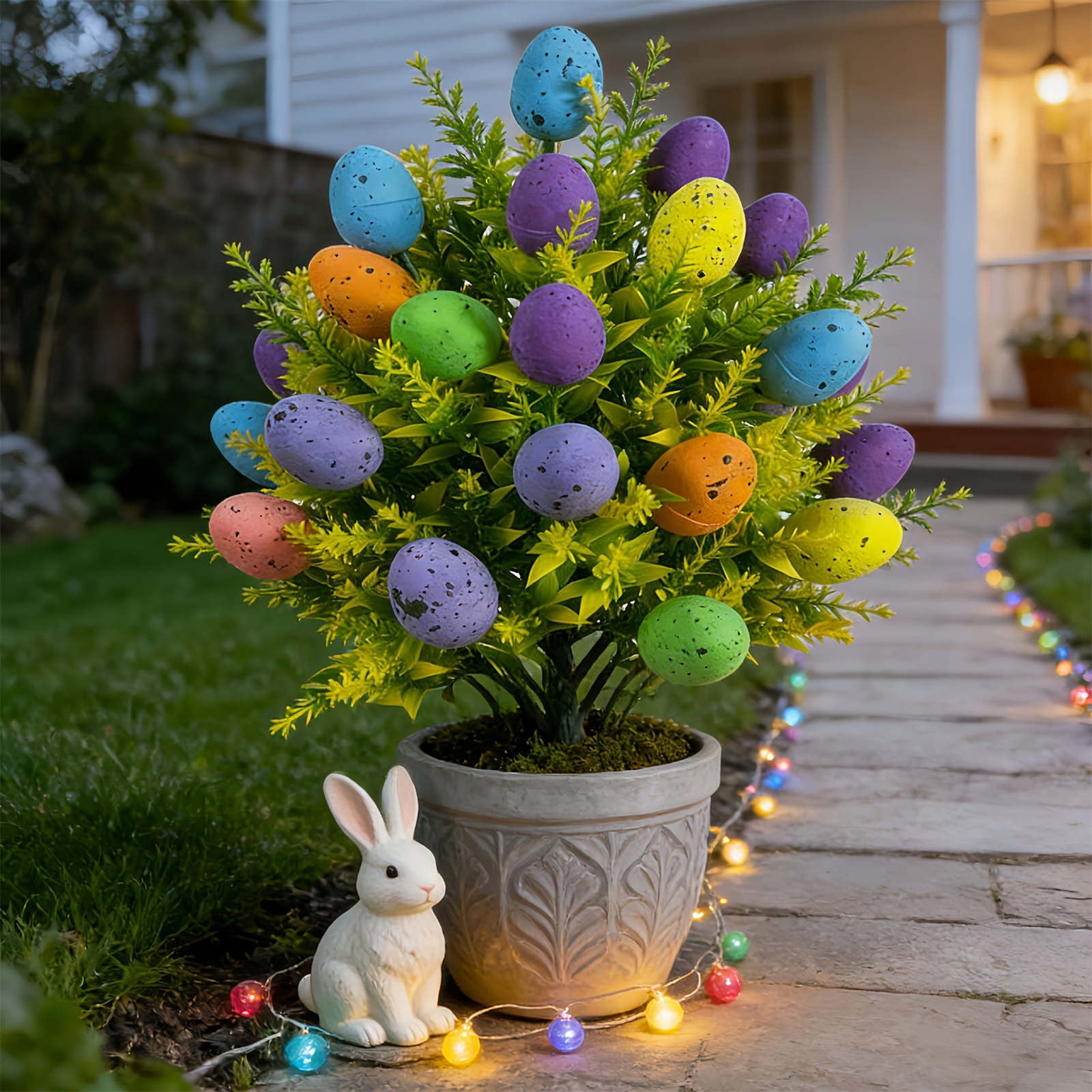 Easter Artificial Egg Topiary Trees with Ground Spike,Spring Evergreen ...