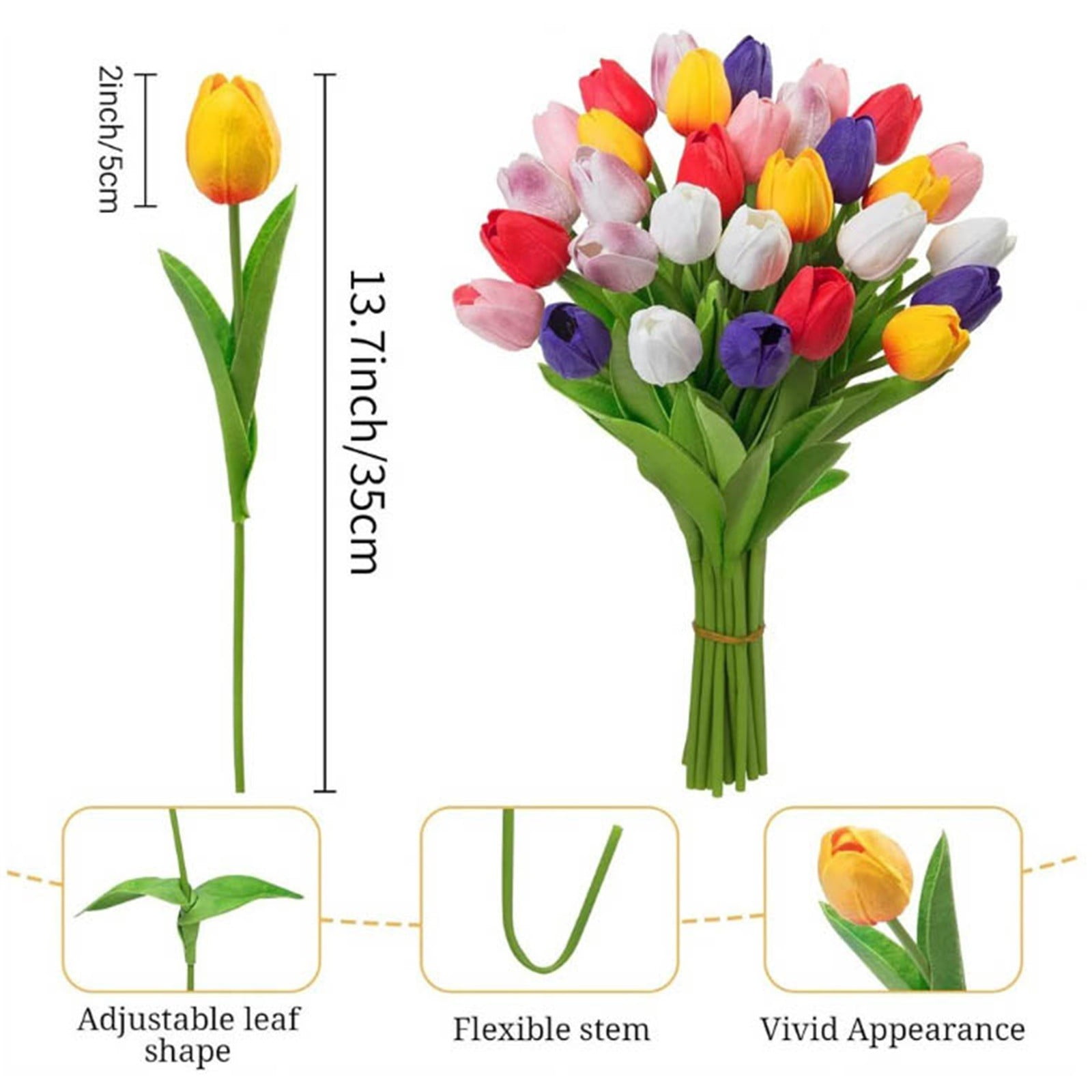 Easter Artificial Flowers - 15 Pcs Multicolor Artificial Flowers Stems ...