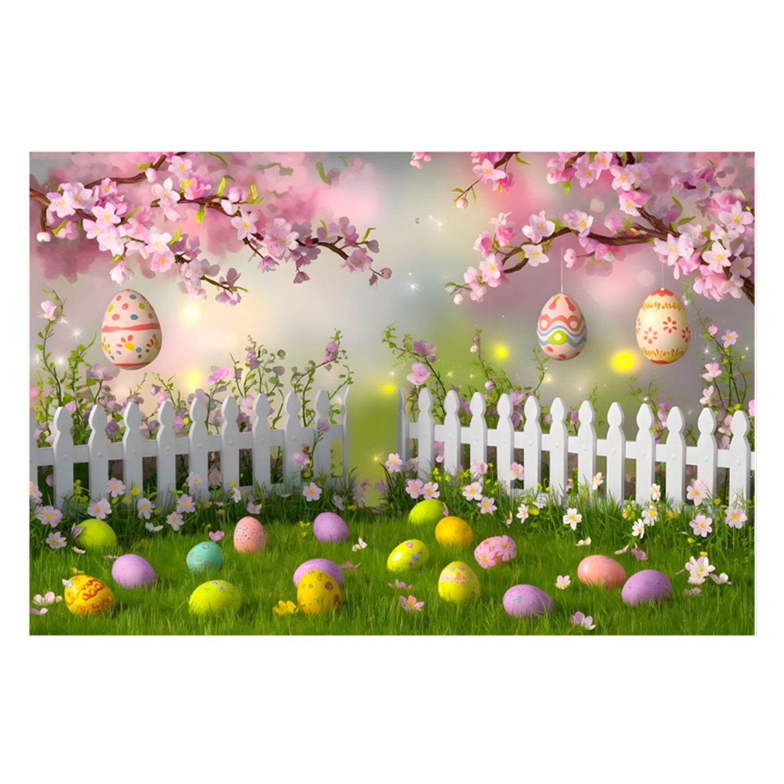 Easter Backdrop, Happy Easter Photography Backdrops Green Grass Photo ...