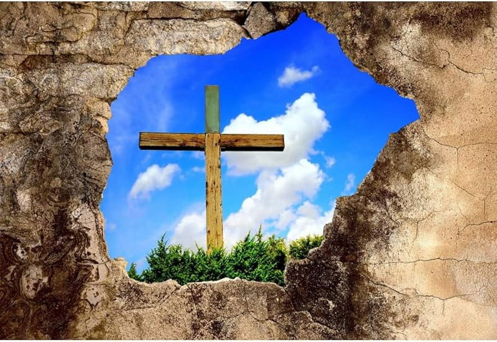 Easter Backdrop for Photography Jesus Cross Crucifix Green Grass Blue ...