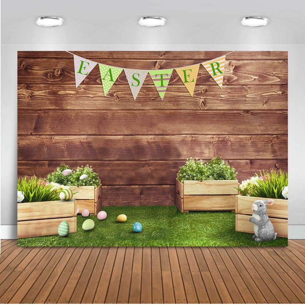 Easter Backdrop Rustic Wood Egg Hunt Spring Party Photo Shooting ...