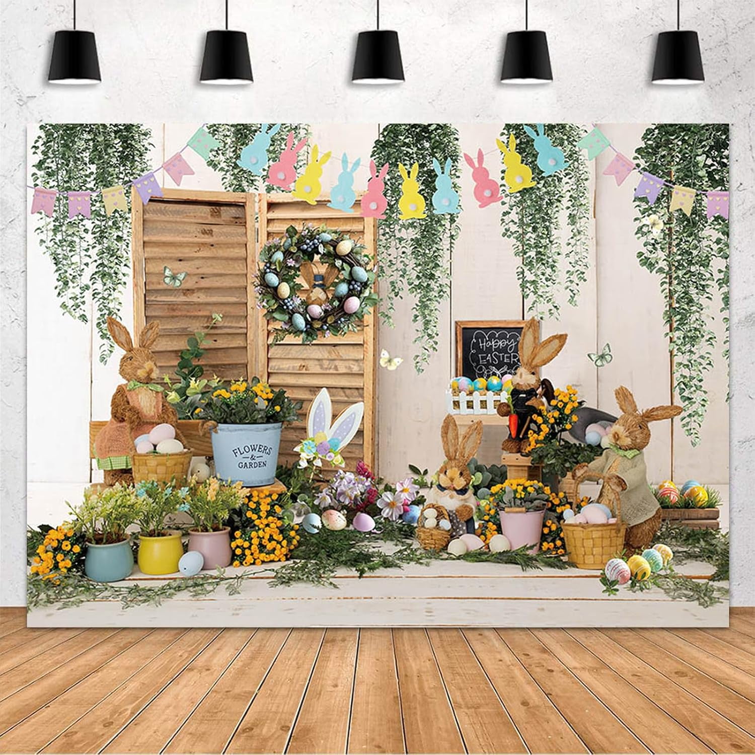 Easter Backdrop Spring Bunny Garden Photography Background Colorful ...