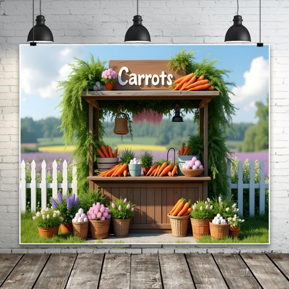 Easter Backdrop Spring Flower Carrots Shop Easter Backdrops for ...