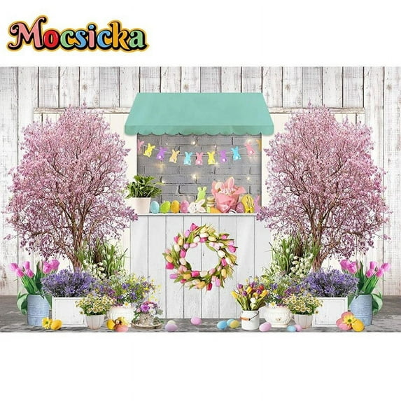 Easter Backdrops For Photography Spring Flowers Bunny Eggs Newborn Baby ...