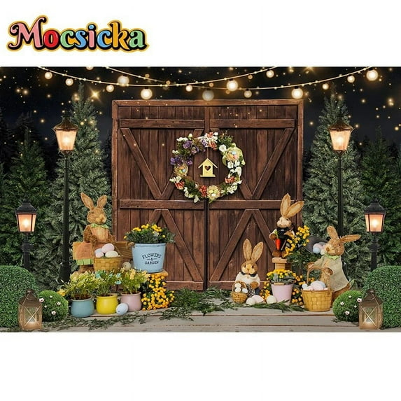 Easter Backdrops For Photography Spring Flowers Bunny Eggs Newborn Baby ...