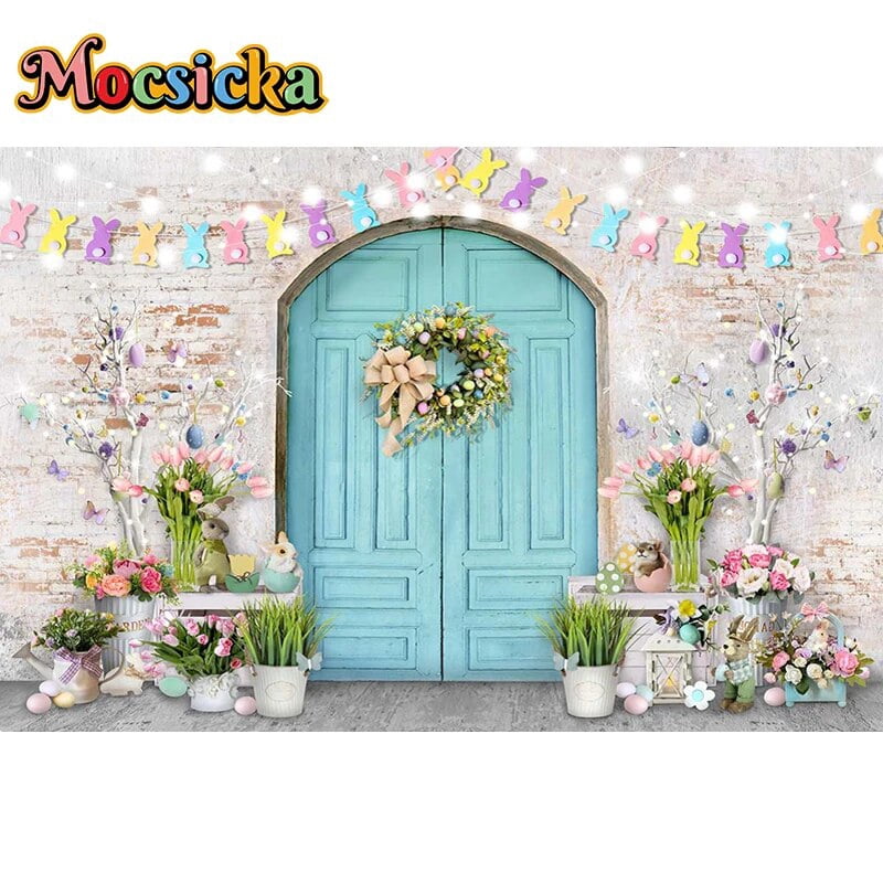 Easter Backdrops For Photography Spring Flowers Bunny Eggs Newborn Baby ...