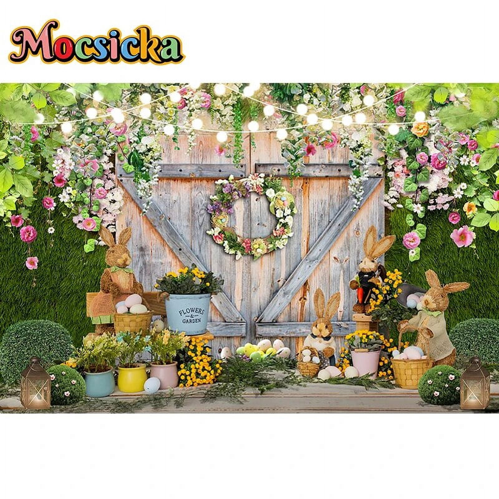 Easter Backdrops For Photography Spring Flowers Bunny Eggs Newborn Baby ...